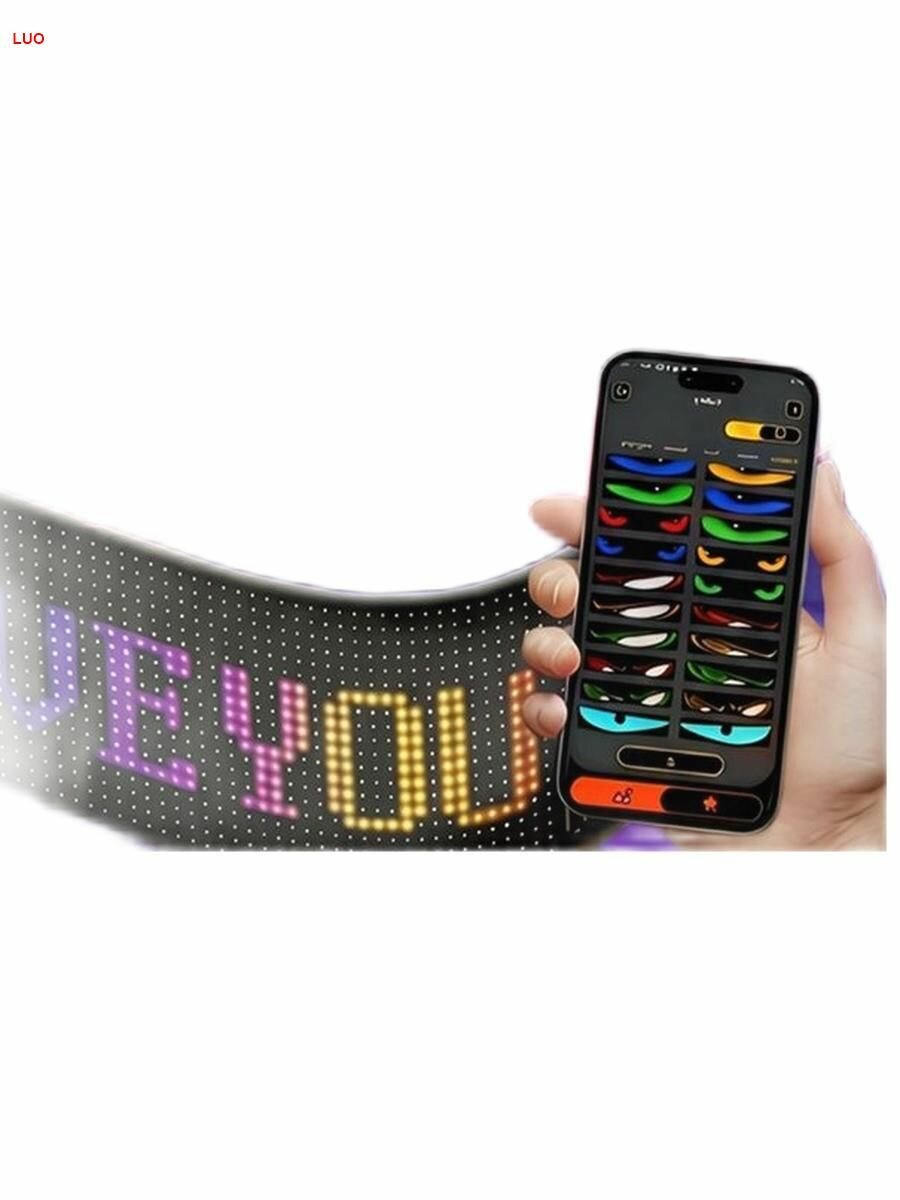 Гибкая Бегущая строка разноцветная ( 120*590mm RGB SMD) светодиодный led экран, информационное электронное табло, автознак на стекло, табличка в машину