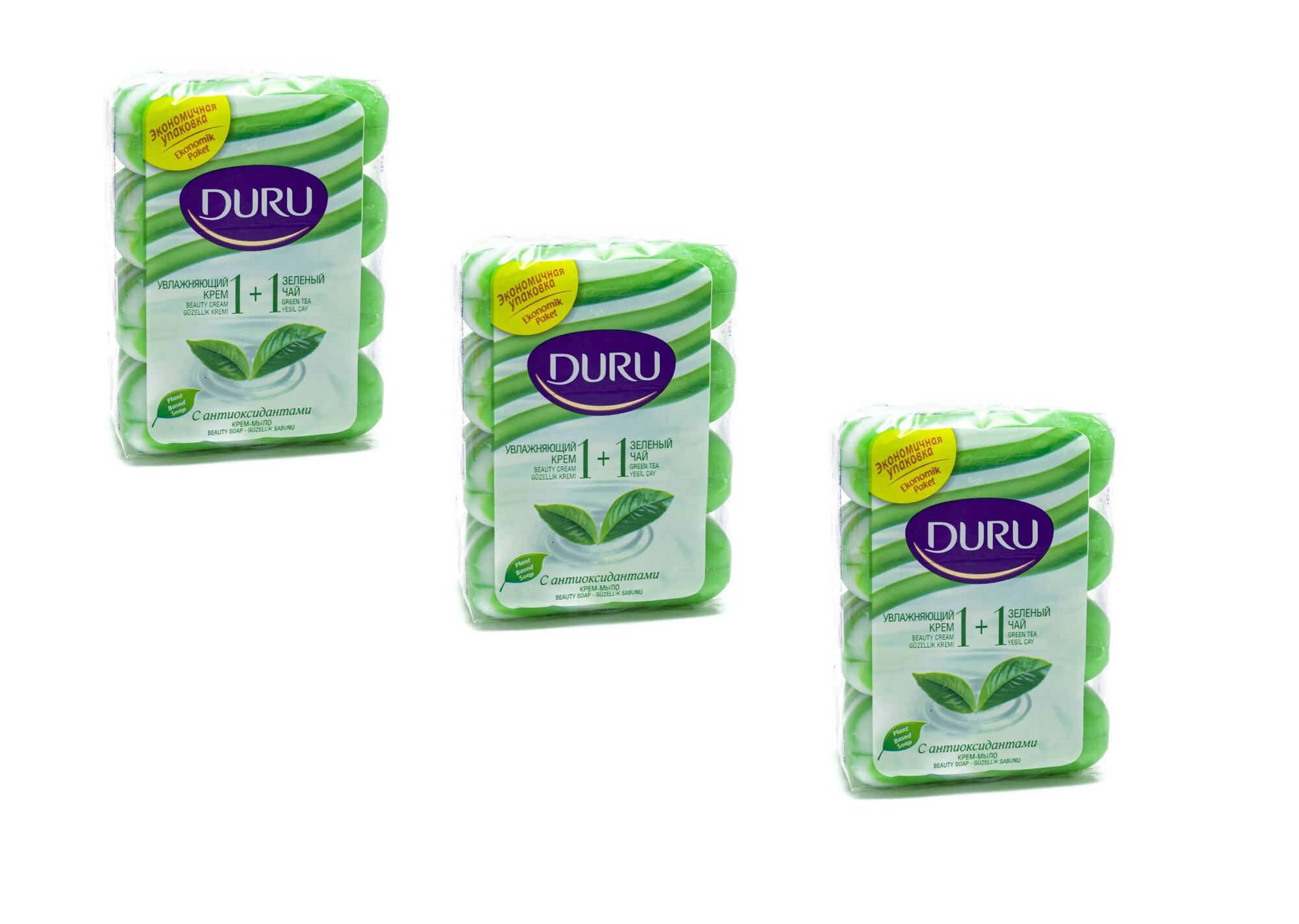 Крем-мыло Duru туалетное Зелёный чай 1+1, 4*80г 3упаковки