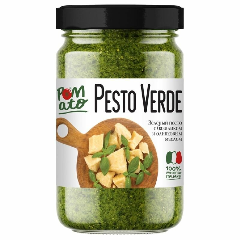 Соус POMATO PESTO VERDE Зеленый песто с базиликом и оливковым маслом /стекло/ 190г