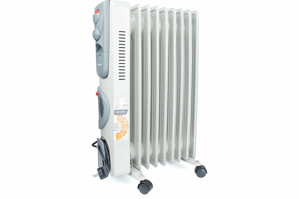 Масляный радиатор Damento с тепловентилятором REA- 9, 2000 Вт, регулируемый термостат, 3 реж. мощности (1/28) 016919