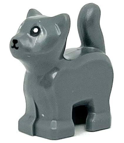 Деталь Lego 80686pb01 Cat, Baby Kitten, Standing with Black Mouth, Nose, and Eyes Pattern