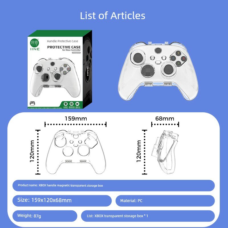 Xbox Series S/X магнитный прозрачный защитный чехол для контроллера, антицарапинный ударопрочный прозрачный