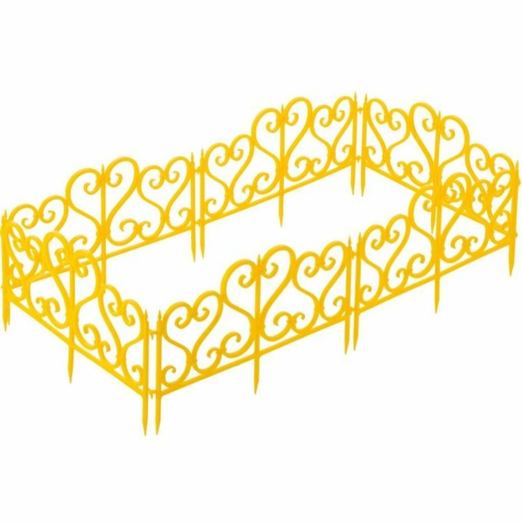Забор декоративный Мастер сад Ажурное 25х300 см желтый, пластиковое ограждение для клумб и газонов, 6 штук в упаковке
