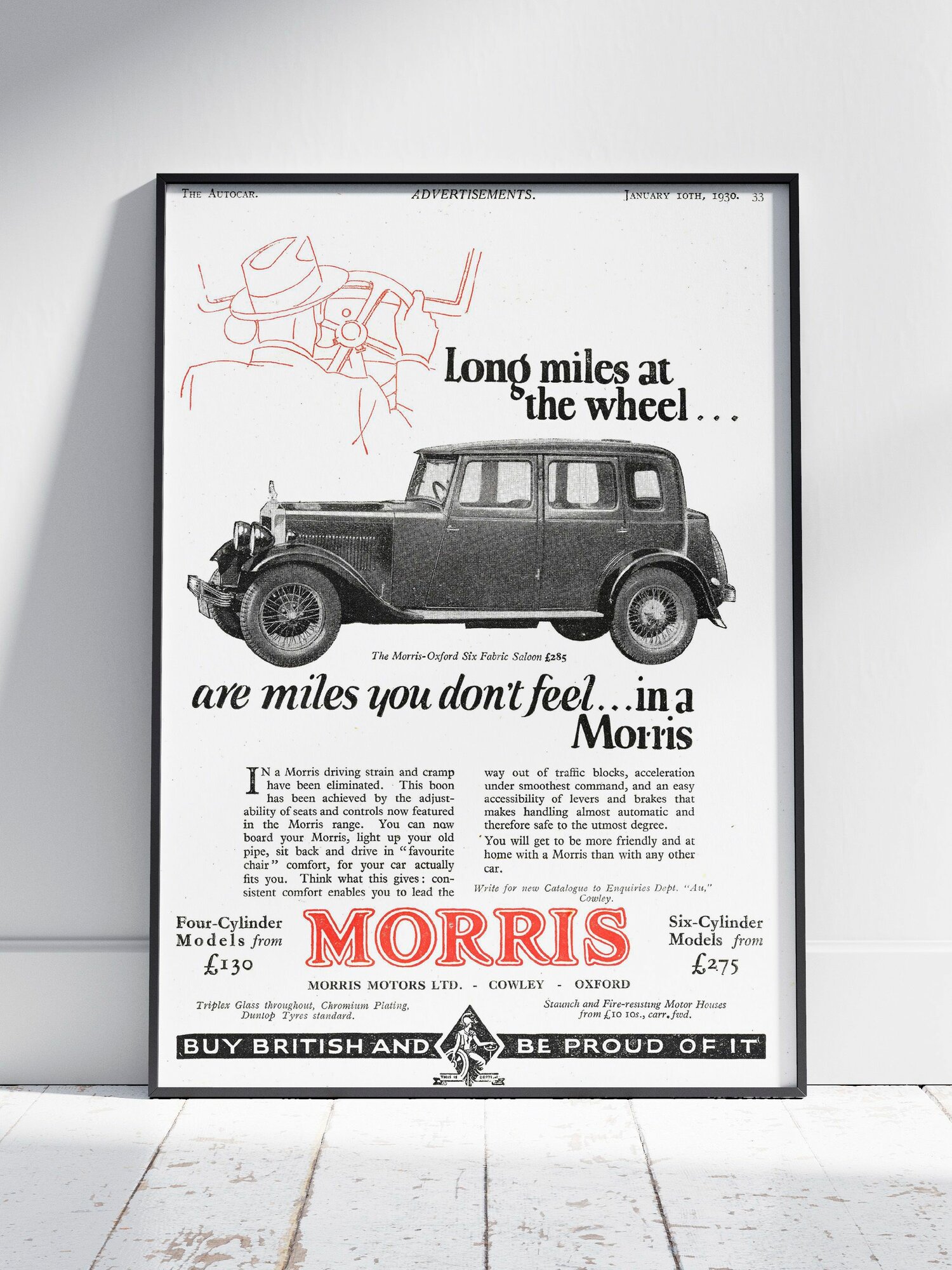 Плакат на стену для интерьера Марки Машин (Моррис - Morris 2) - Постер по автопроизводителям формата A3 (30x42 см)