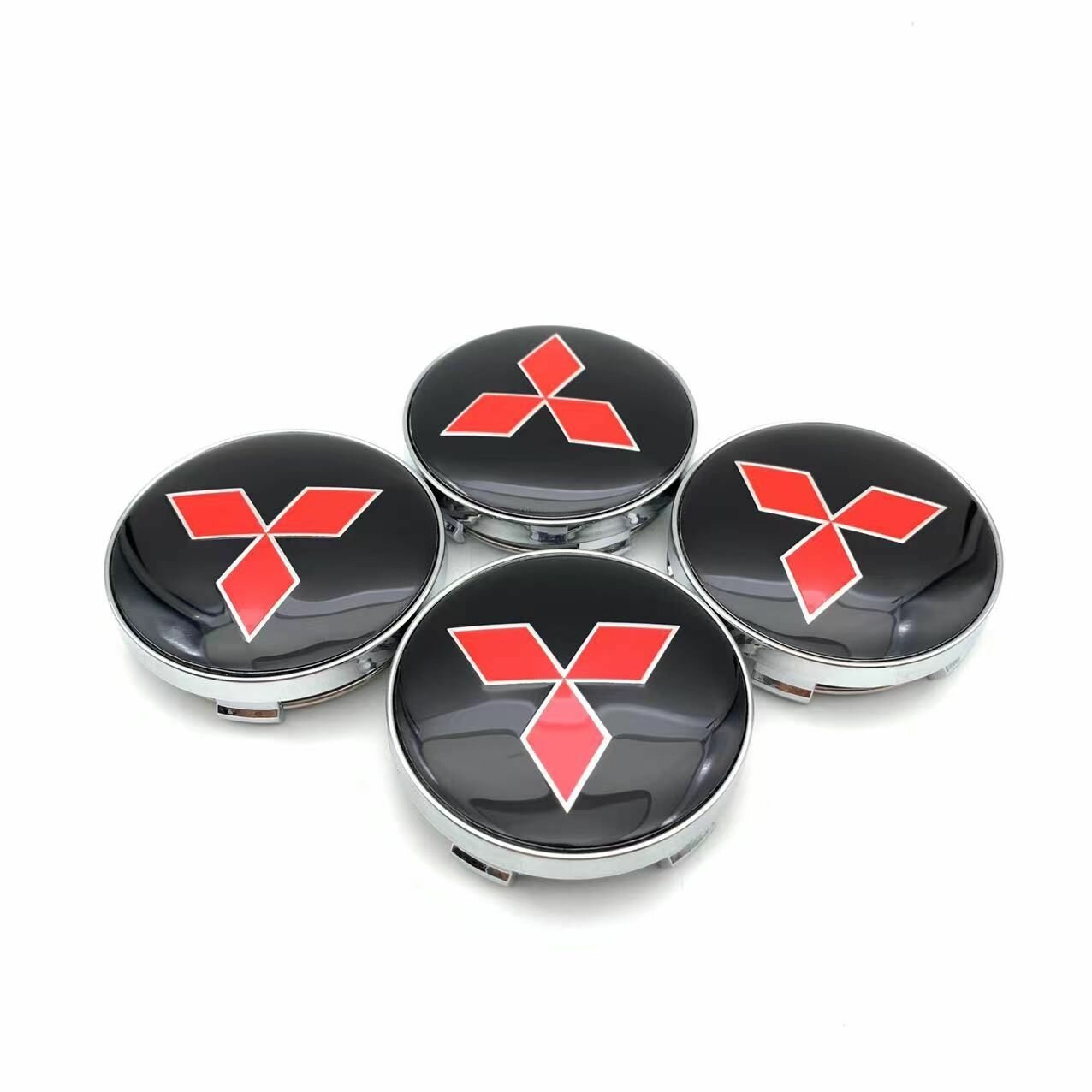 Колпачки на литые диски Mitsubishi 60/56/10 мм — центральные заглушки ступицы, комплект 4 шт, ABS+алюминий для авто