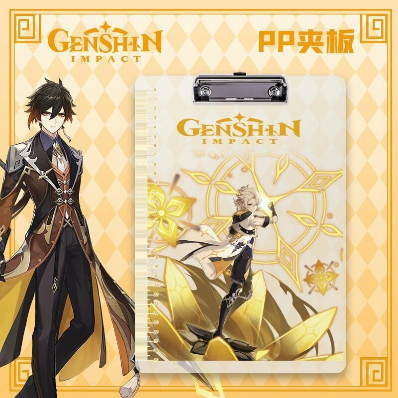 Мерчандайзинг GRSHIN по игре Genshin Impact: папка-планшет формата А4 с изображениями Сяо, Каэдэхары Казухи, Ху Тао, Райдена Сёгун, Чжунли.