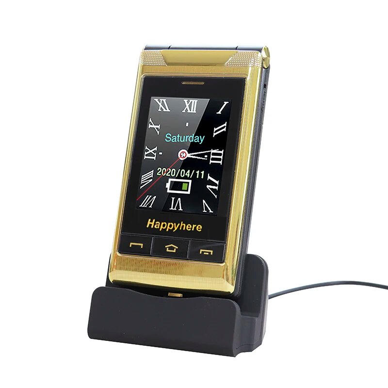 Золотая док-станция Happyhere F7, 2.8" экран, 2 SIM