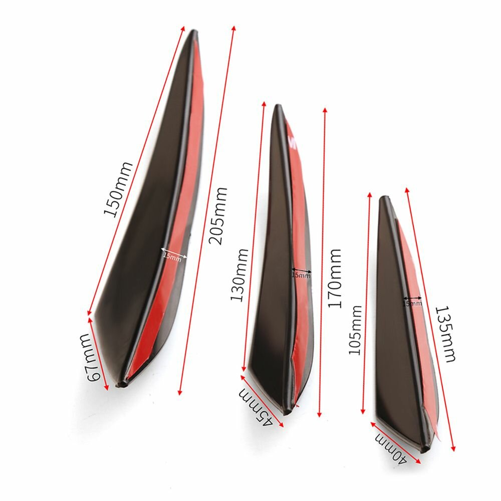 Набор из 6 черных дефлекторов-накладок для авто, стильный тюнинг