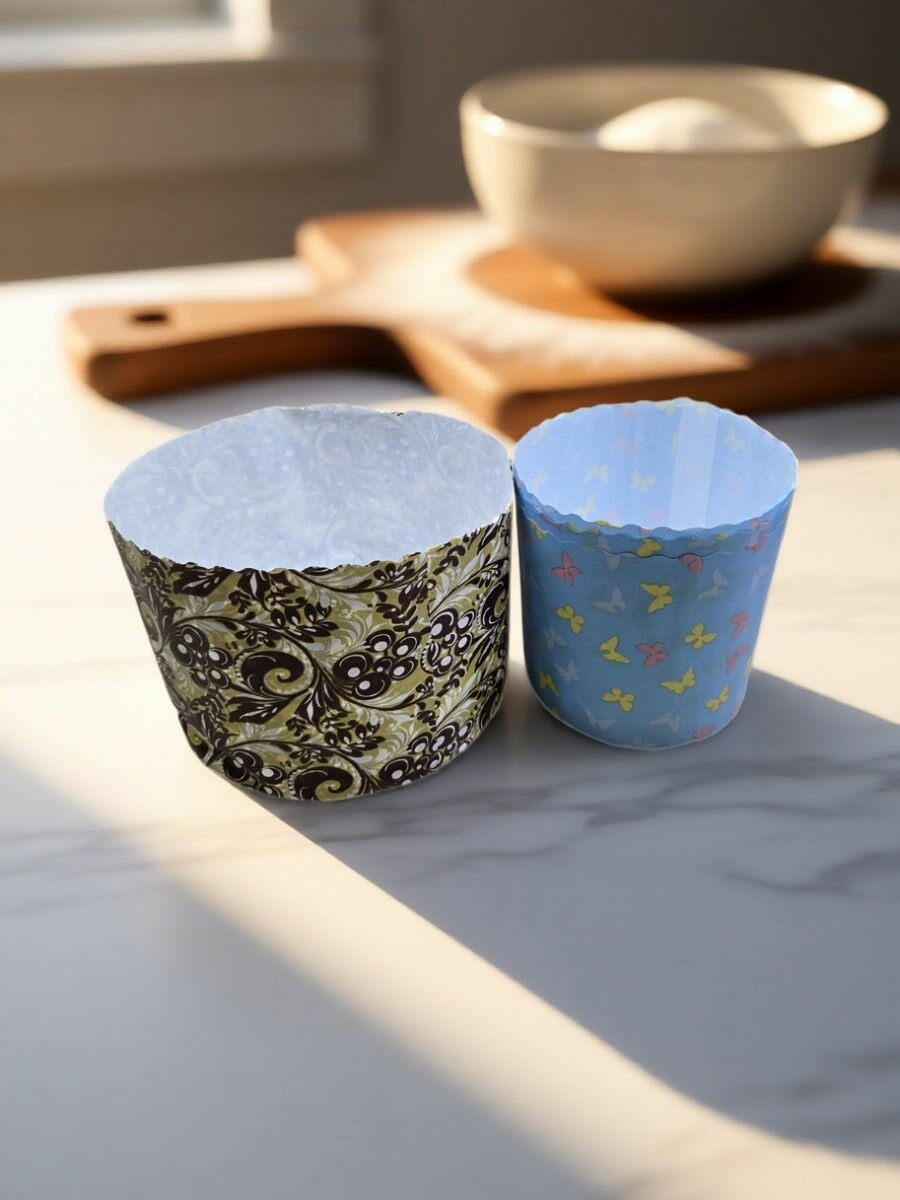 Формы пасхальные "Пасхальная классика" 2 размера для выпечки Кулича из пергаментной бумаги ,(в наборе 6шт )