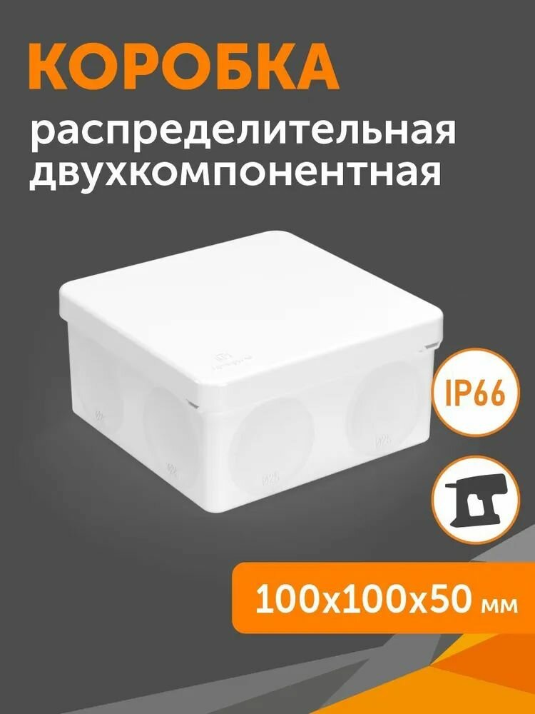 Коробка распределительная 60-0300 для прямого монтажа двухкомпонентная белая, 100х100х50, 10