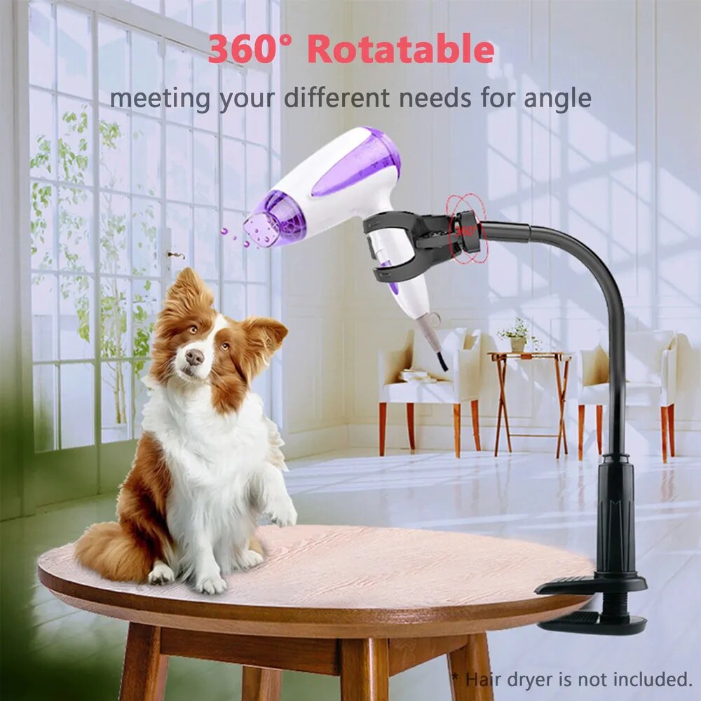 Подставка для фена 360 , регулируемая, с зажимом, сплав, hands-free