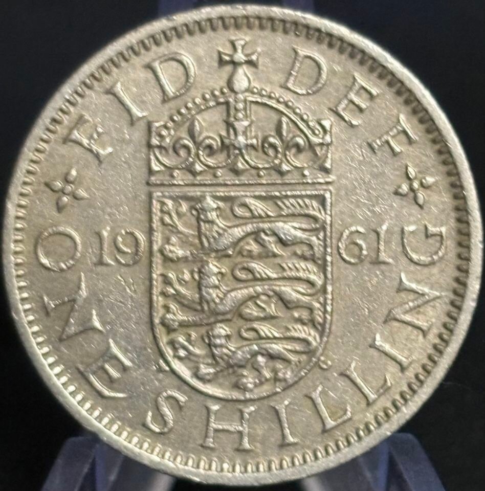 Монета Великобритания 1 Шиллинг 1961 год ( Английский герб) Елизавета 2 #6-2