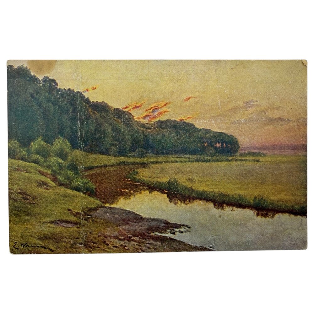Почтовая открытка "Е. Вржещ - Солнце село" 1915-1916 гг. Российская Империя