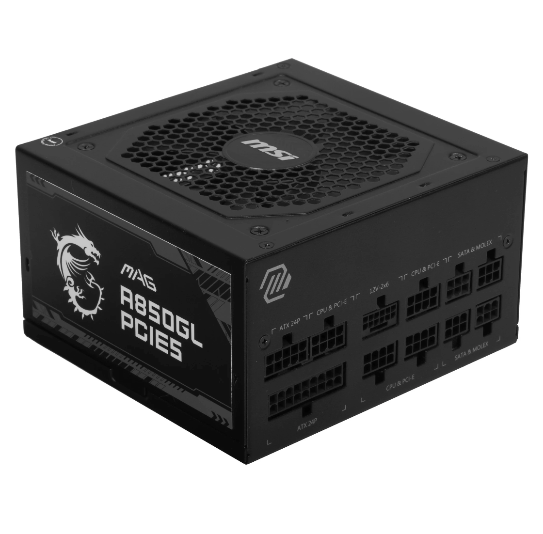 Блок питания MSI MAG A850GL PCIE5, 850Вт, 80 PLUS GOLD, 120мм, черный