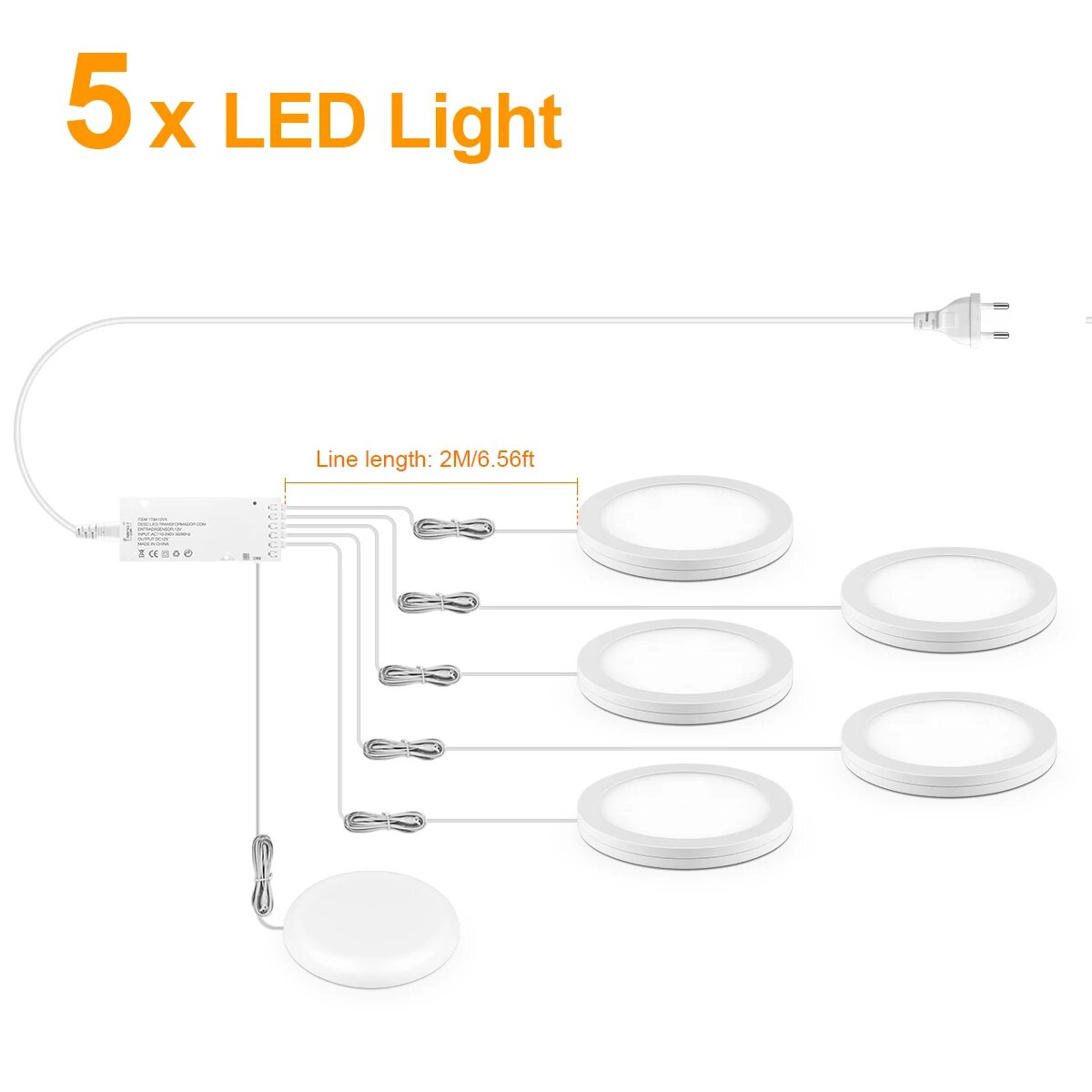 1-6 шт. Ультратонкая светодиодная потолочная панель 5Вт 12В с регулировкой яркости и сенсорным управлением для подсветки шкафов, витринных полок, шкафчиков и стен