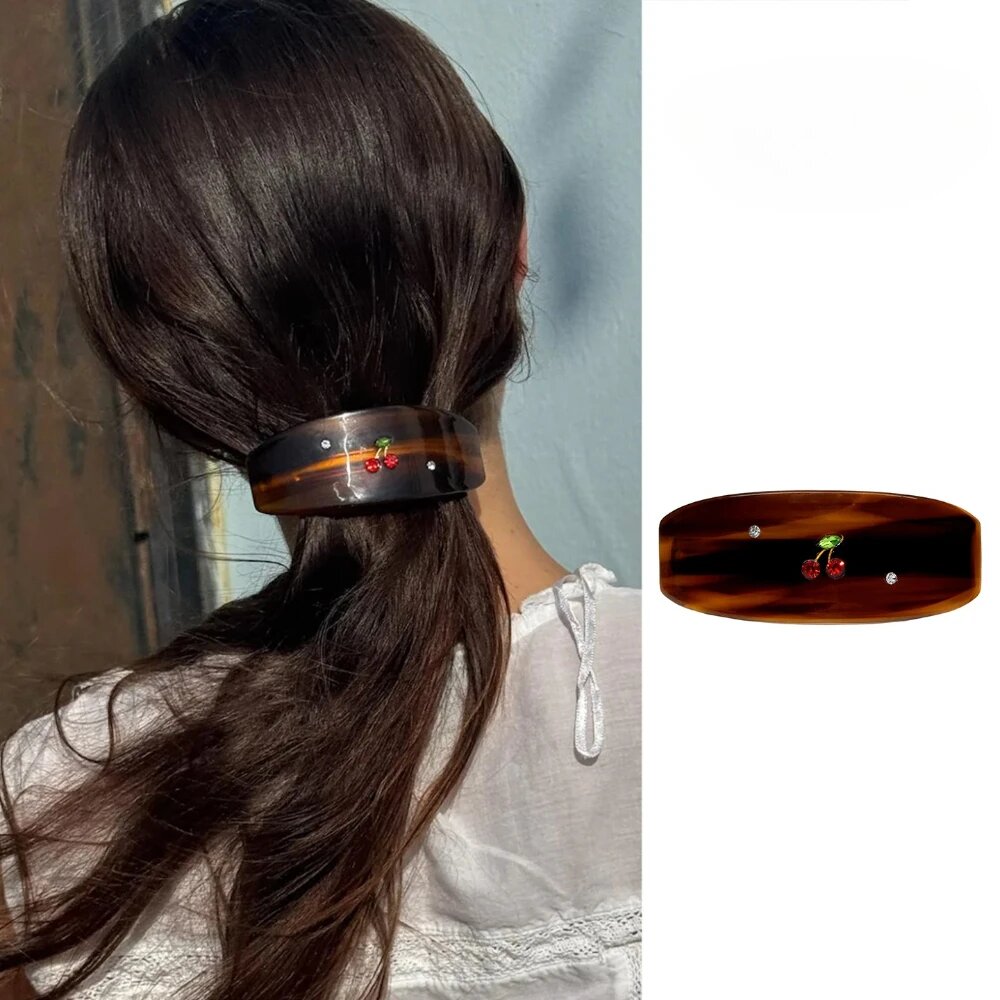 Заколка для волос с винтажной черешней, Metal color: 3