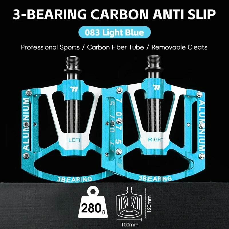 Велопедали West Biking 3 подшипника, синие, 083 Blue Carbon