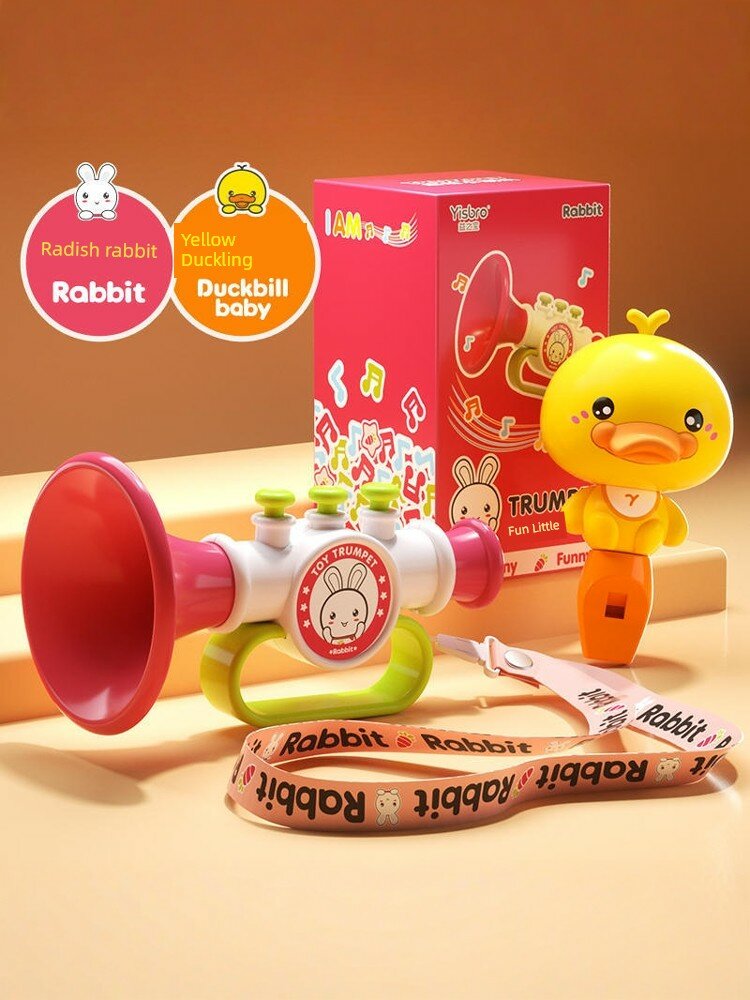 Немецкая маленькая труба для детей старше 6 месяцев, можно дуть и жевать, игрушка для младенцев от 1 до 3 лет. Рог