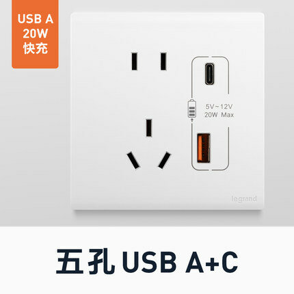 Legrand Jianyue 5-отверстий розетка с USB и быстрой зарядкой белая керамическая
