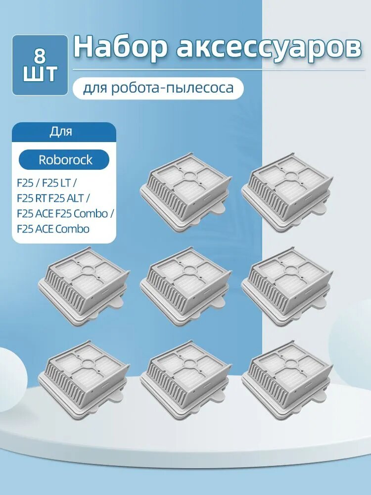Совместимые запасные части для Roborock F25, F25 LT, F25 RT, F25 ACE, F25 ALT, F25 Combo, F25 ACE Combo: фильтр, роликовая щётка.