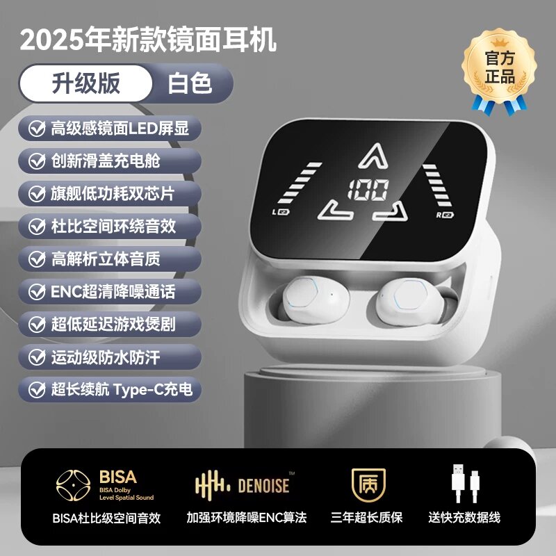 Беспроводные наушники Bluetooth 2024, белые, вкладыш, шумоподавление, долгий срок службы батареи, для устройств Xiaomi