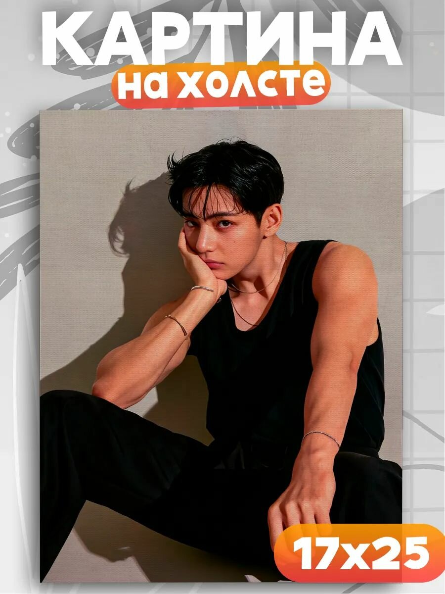 Картина на стену кпоп Bts БТС к поп Ким Тэхён, на подрамнике, 1шт, 25х17 размер.
