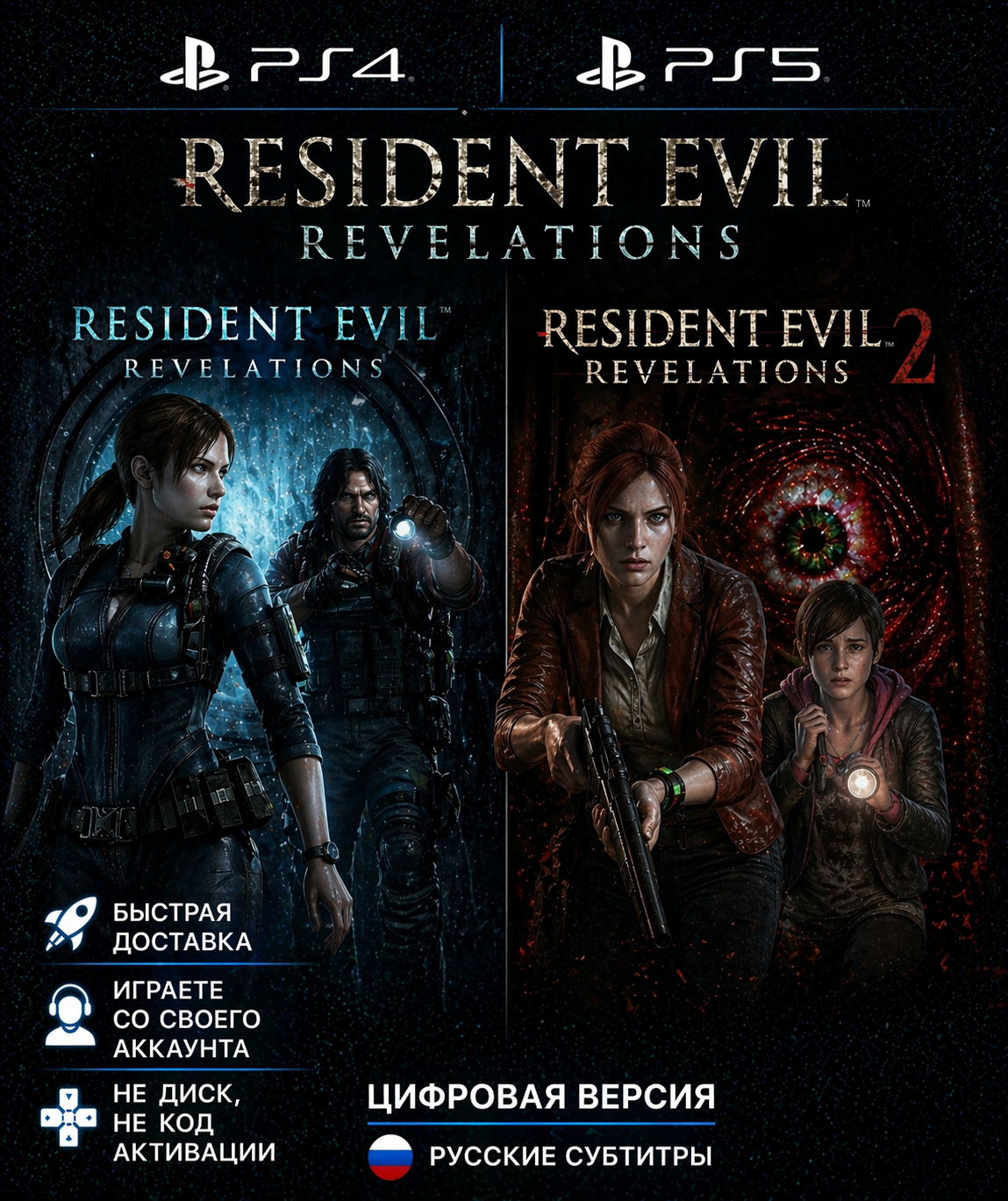 Комплект игр Resident Evil Revelations 1 и 2 для PlayStation 4/5 (PS4/PS5)