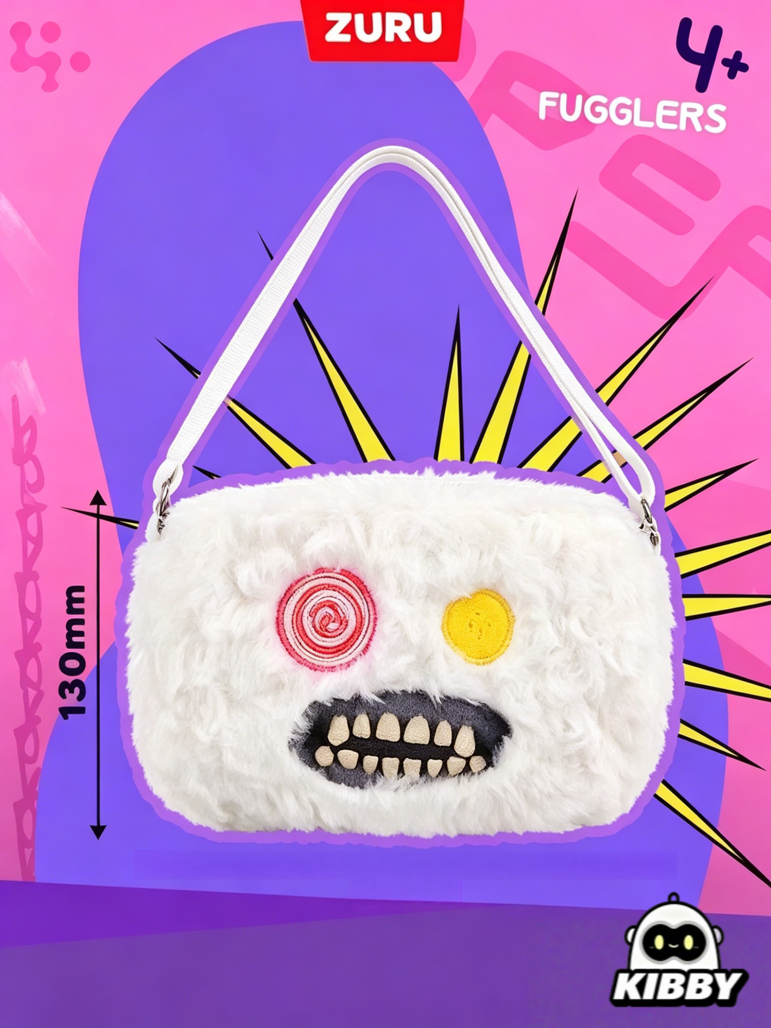 FUGGLER Fluffy crossbody Bag【Оригинал, подарочная коробка】 Серия "Большая голова" - Визжущий монстр (синий)