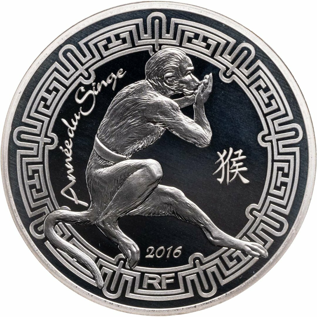 Франция 10 евро 2016 "Лунный календарь - год обезьяны", Серебро 900, в сохранности Proof