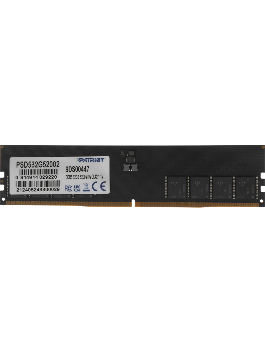 Память DDR5 32GB 5200MHz Patriot PSD532G52002 Signature RTL PC5-41600 CL42 DIMM 288-pin 1.1В single rank RTL