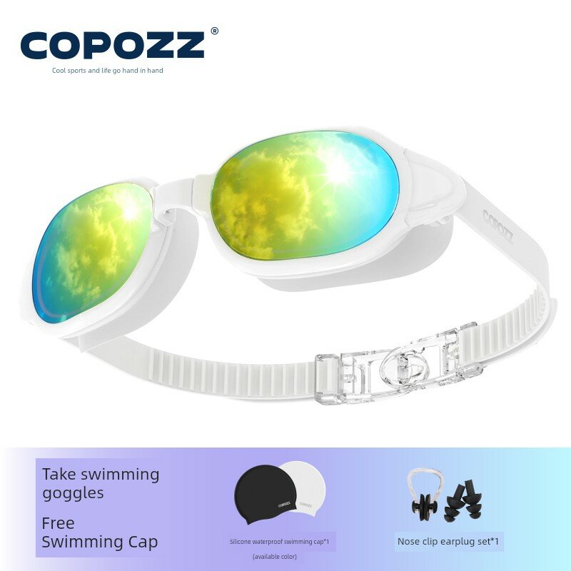 COPOZZ Электропокрытие-ледяной белый плавательные очки без диоптрий, водонепроницаемые и антизапотевшие