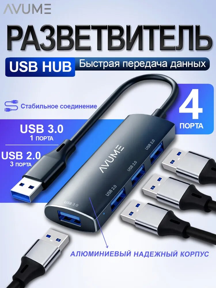 Разветвитель USB-C HUB 7 в 1 для MacBook и ПК
