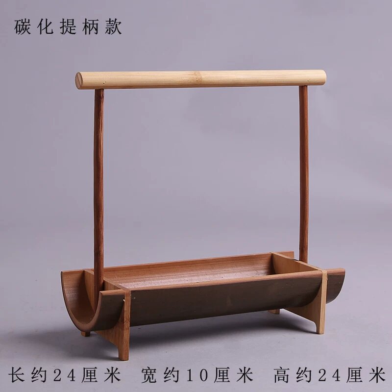 Поднос из бамбука с ручкой, минималистичная тарелка для чая и орехов, ретро-винтажный вид, 90 символов