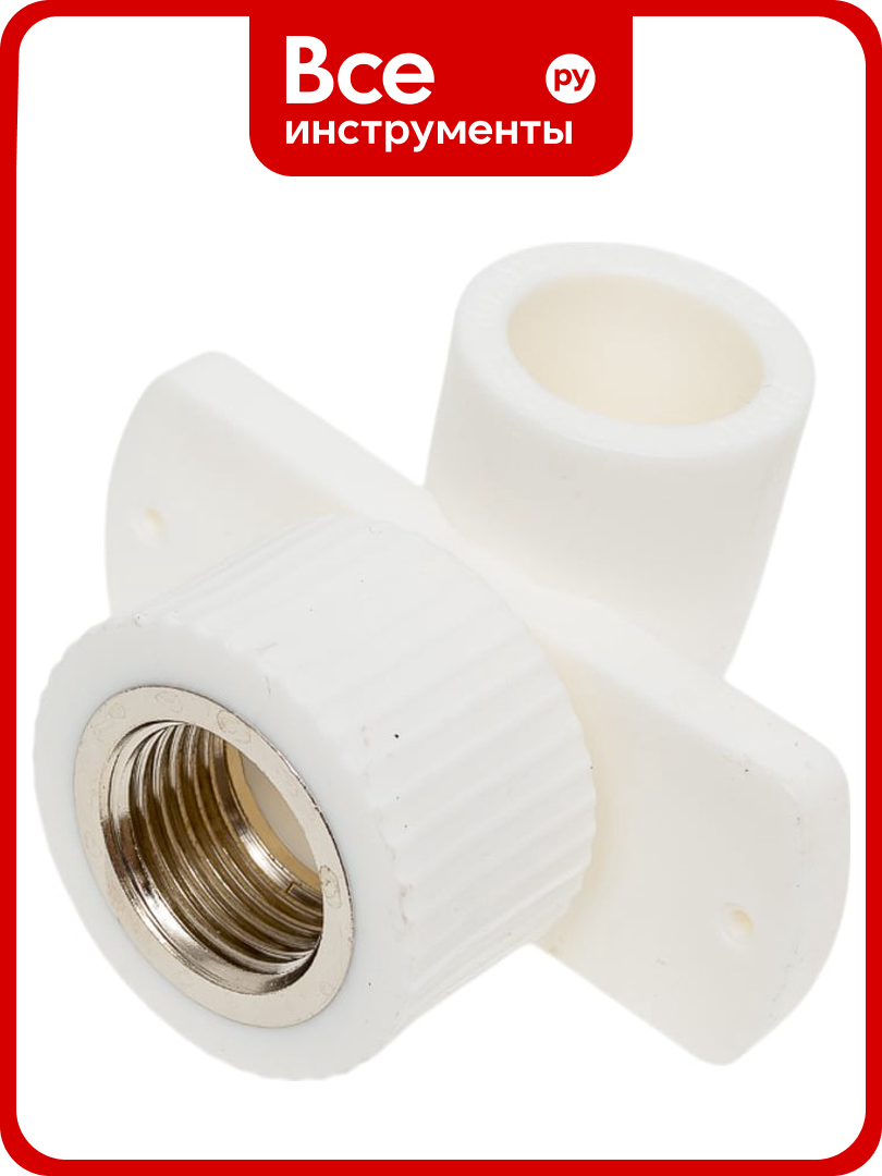 Угольник комбинированный TEBO PPR 20x1/2" ВР с креплением для гипсокартона 030031401, латунный