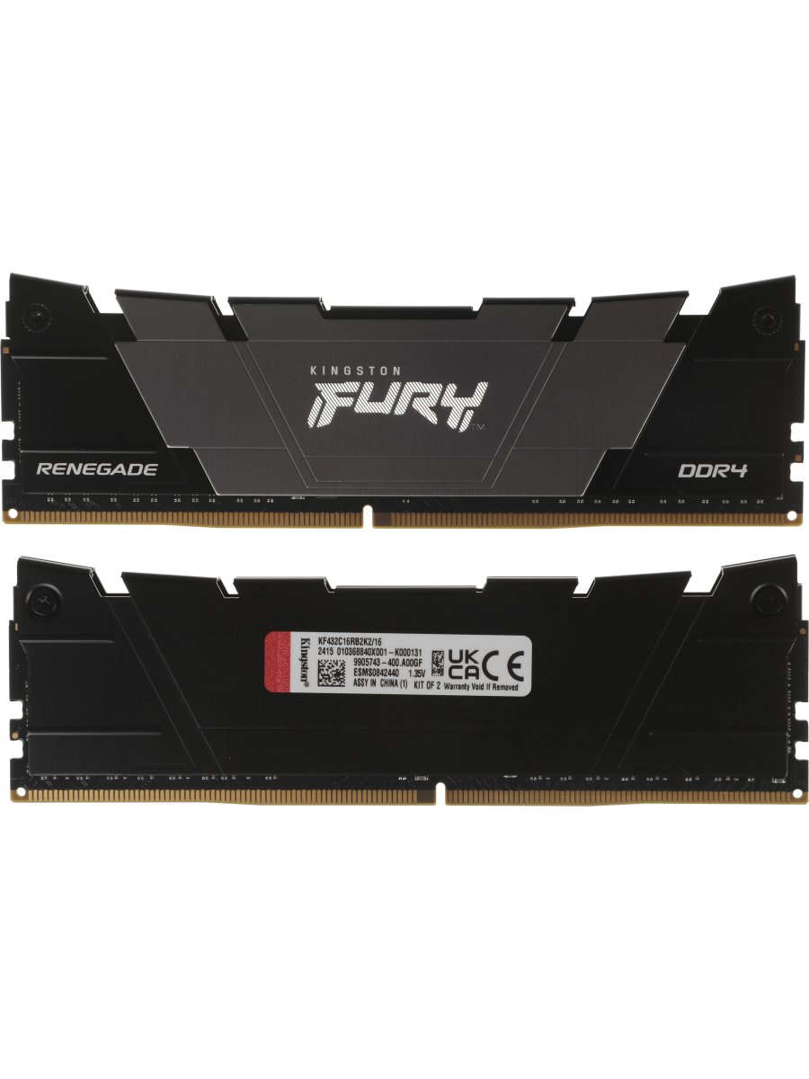 Память DDR4 2x8GB 3200MHz Kingston KF432C16RB2K2/16 Fury Renegade Black RTL Gaming PC4-25600 CL16 DIMM 288-pin 1.35В kit dual rank с радиатором RTL