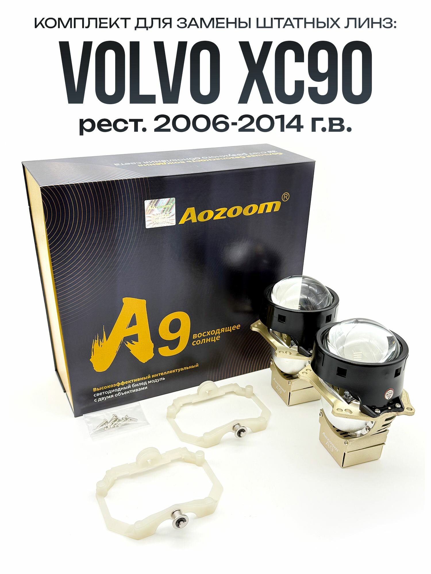 Светодиодные билед модули Аозум А9 для адаптивных фар Volvo XC90 2006-2014 / Линзы bi-led A9 для AFS Вольво ХС90