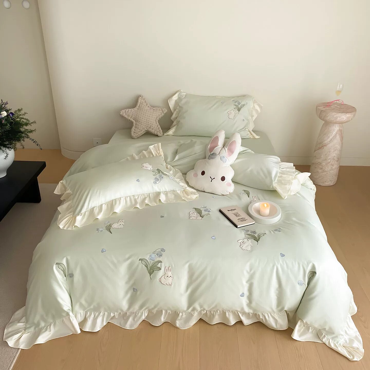 Комплект постельного белья Milbell Lily of the Valley Rabbit из 100% длинноволокнистого хлопка, четыре предмета,