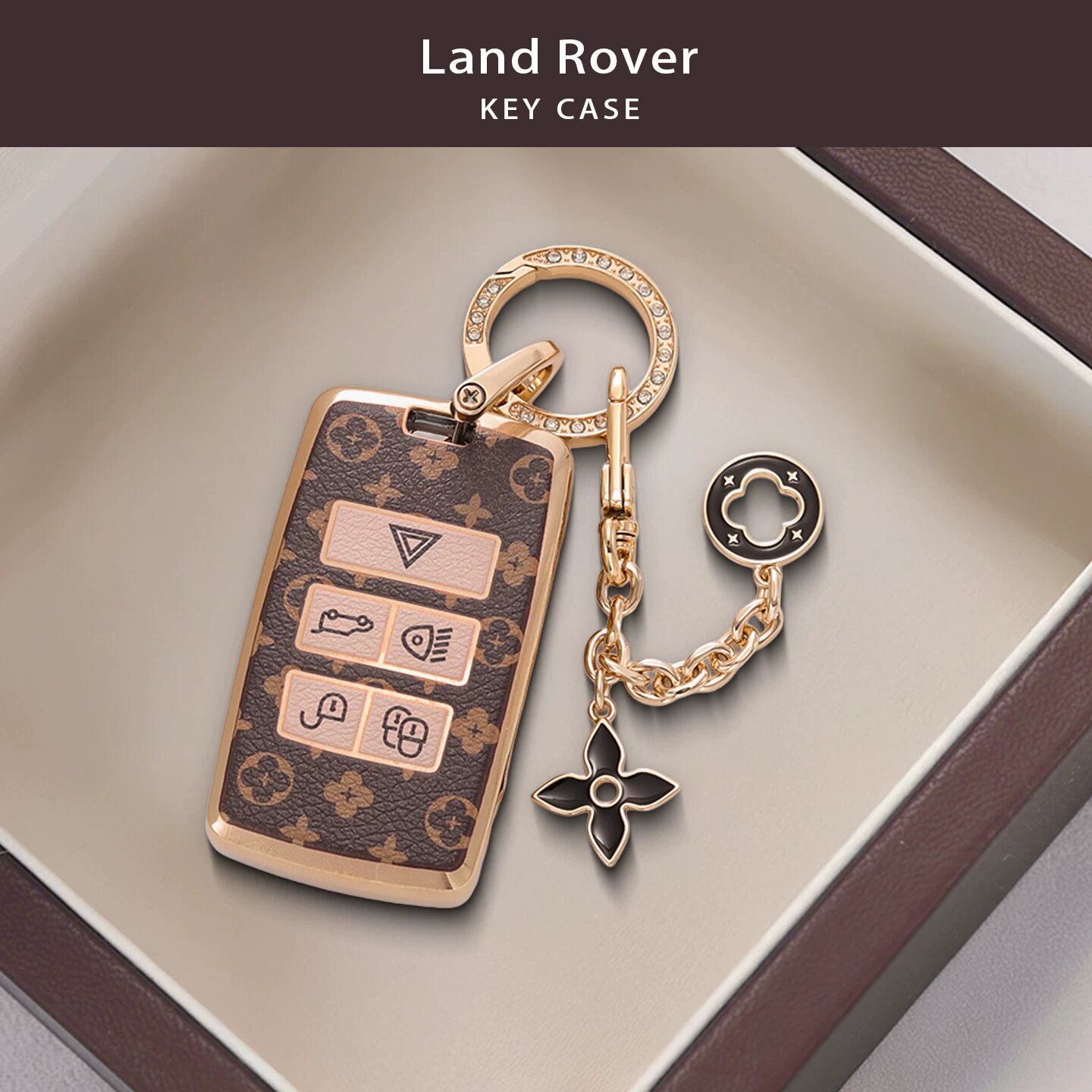 Ключевой держатель Land Rover B Style с цветочным узором и браслетом с четырьмя листьями для ключей Range Rover