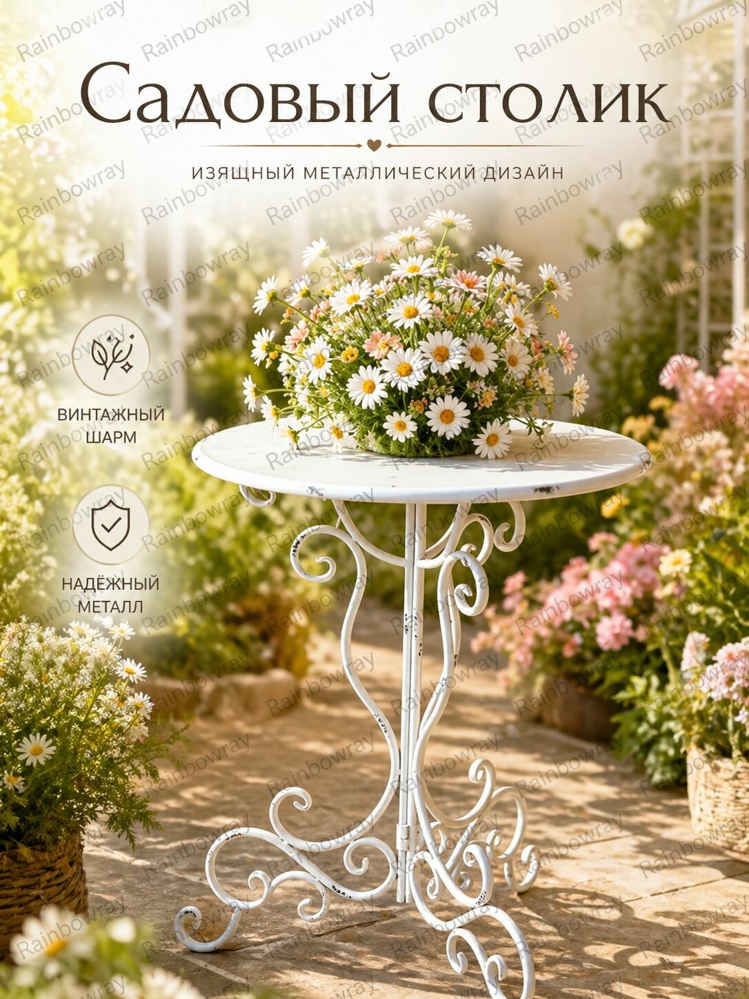 Садовый стол, Металл 40х40х53.5 см
