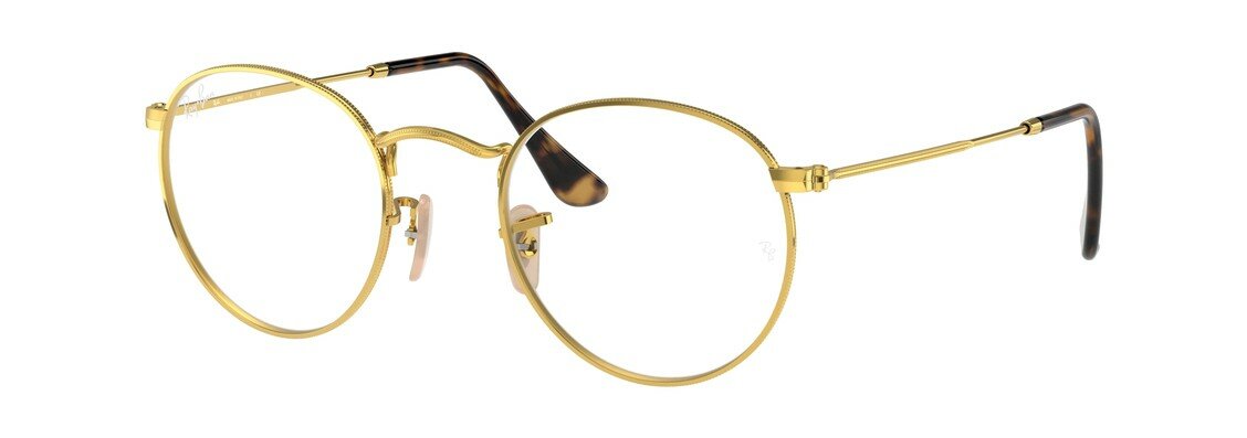 Оправа Ray-Ban RB3447V 2500, металлическая, круглая, золотистая, с салфеткой и футляром