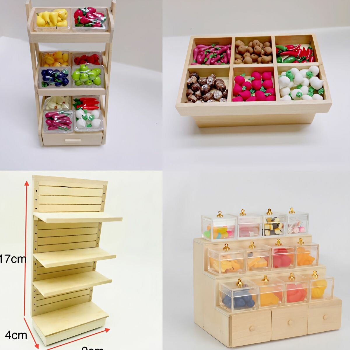 Кукольный домик из цельного дерева, витрина для конфет и овощей, миниатюрная еда, игрушечная сцена OB11, аксессуары для
