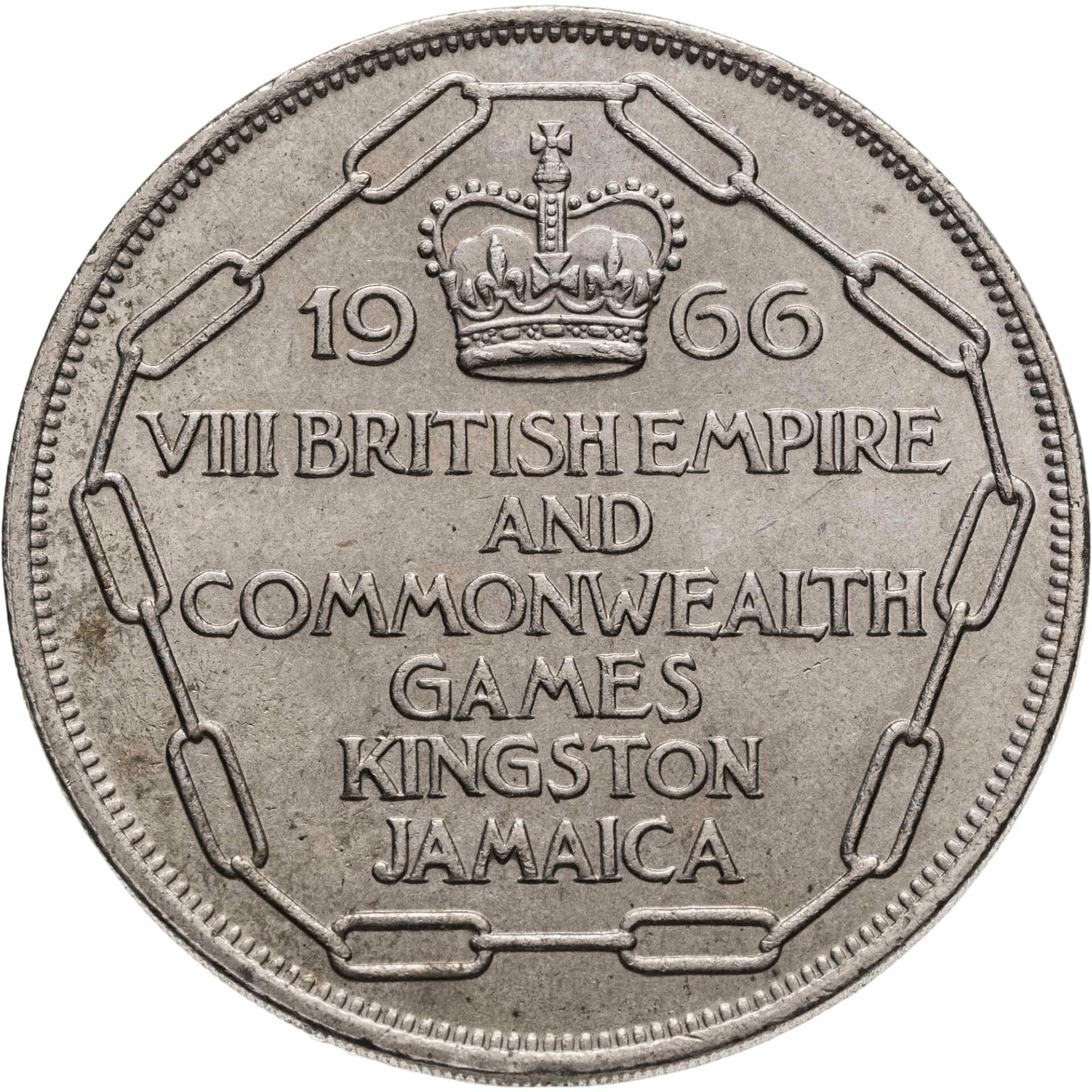 Ямайка 5 шиллингов shillings 1966 "VIII Игры Содружества", Мельхиор медь-никель, в сохранности AU