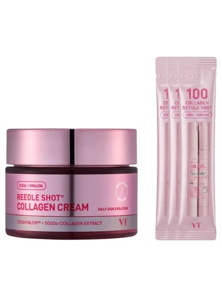 Набор VT Cosmetics, сыворотка и крем от морщин с микроиглами, с гиалуроновой кислотой, 4шт