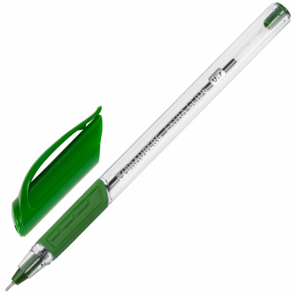 Ручка шариковая масляная BRAUBERG "Extra Glide GT", зеленая, трехгранная, узел 0,7 мм, линия письма 0,35 мм, 142921, 142921