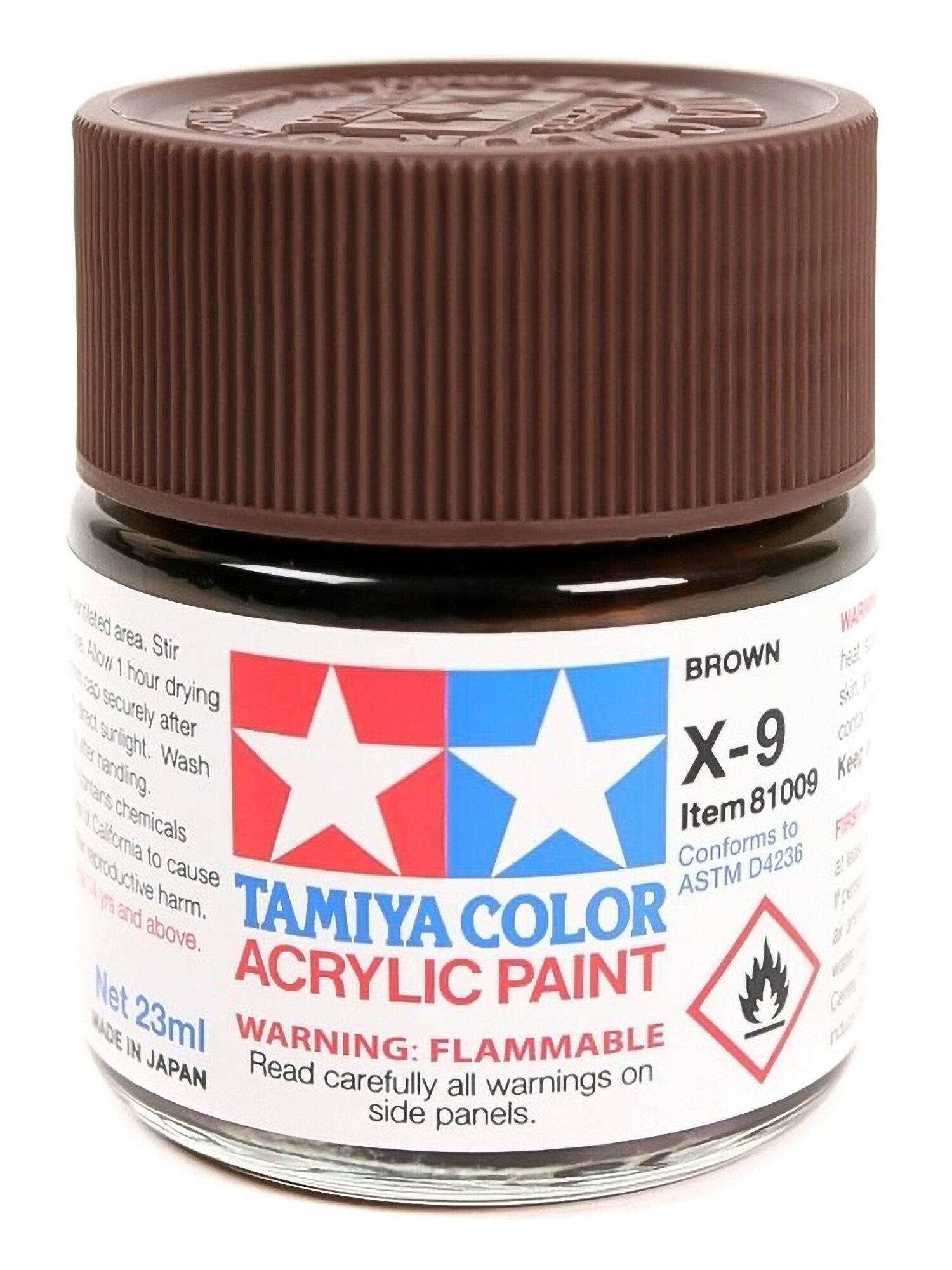 Краска акриловая Tamiya Color X-9 Brown 81009 глянцевая, 23 мл