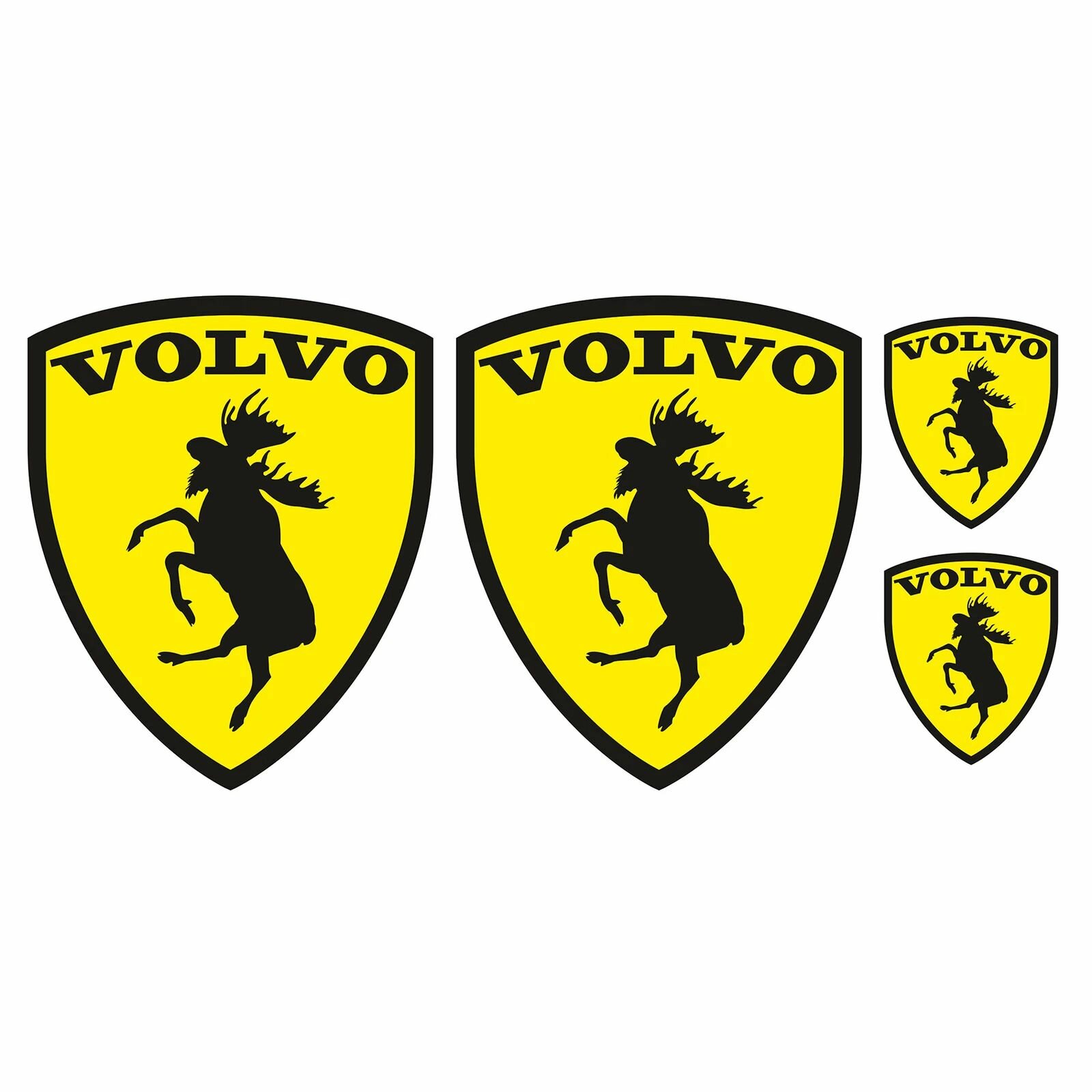 Набор 4 эмблемы Volvo Elk лось 10 на 8 см и 4 на 35 см фольгированная наклейка для автомобиля