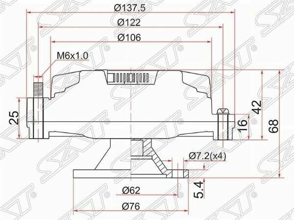 Вискомуфта SAT ST-16210-70040 Toyota Crown 87-01 / Mark II 84-00