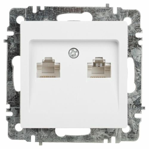 Розетка компьютерная 1-м СП Accent 6-304-01 2xRJ45 IP20 бел. Intro Б0063646