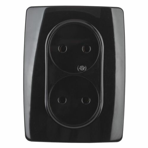 Розетка 2-м СП Эра12 12-2107-06 16А IP20 16AX 250В 2х2P черн. Эра Б0031243