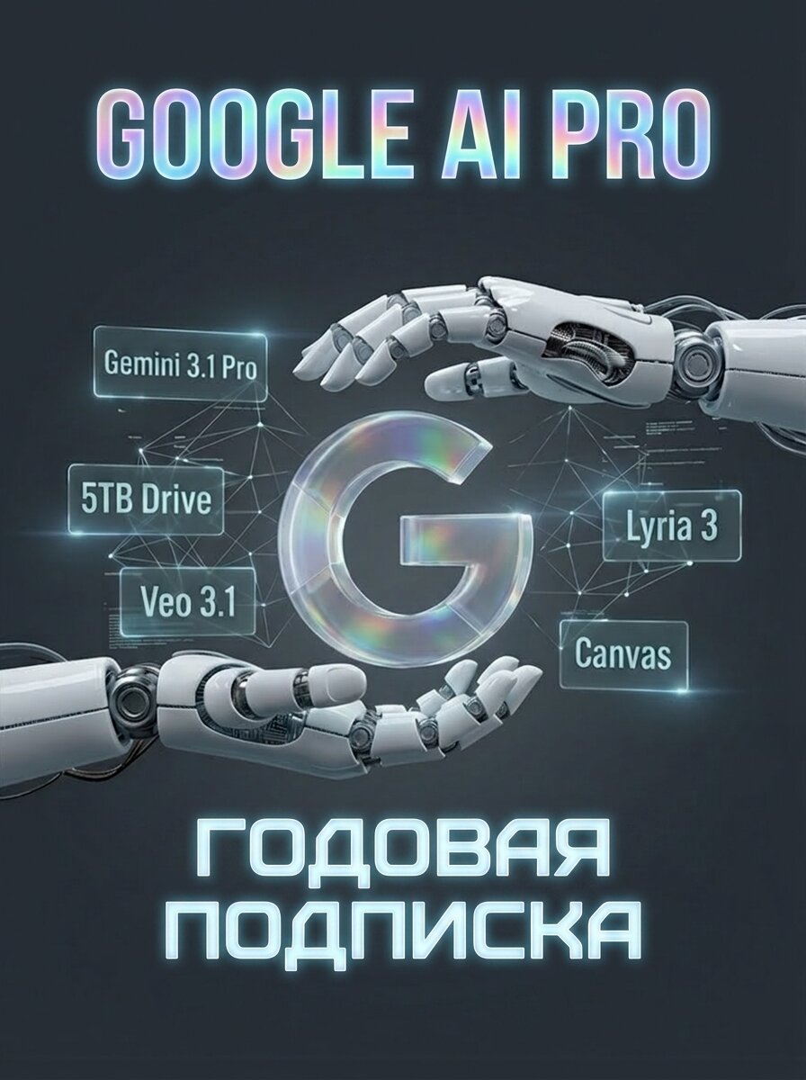 Google AI Pro - 5 ТБ, Gemini, Nano Banana 2, VEO 3.1 + 1000 кредитов 12 месяцев. Готовая аккаунт с годовой подпиской